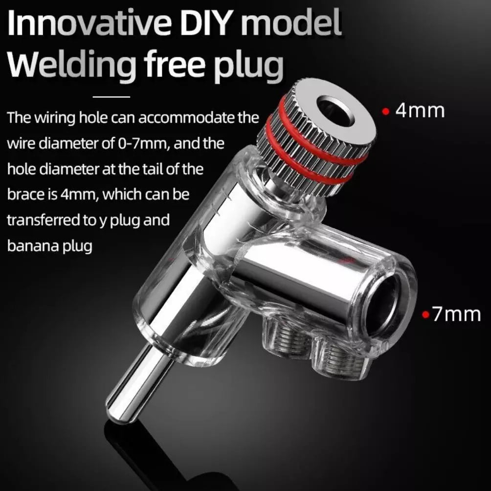 Banana Plug Y-Shaped Adapter Rhodium Plated - Red - BP-YRPR